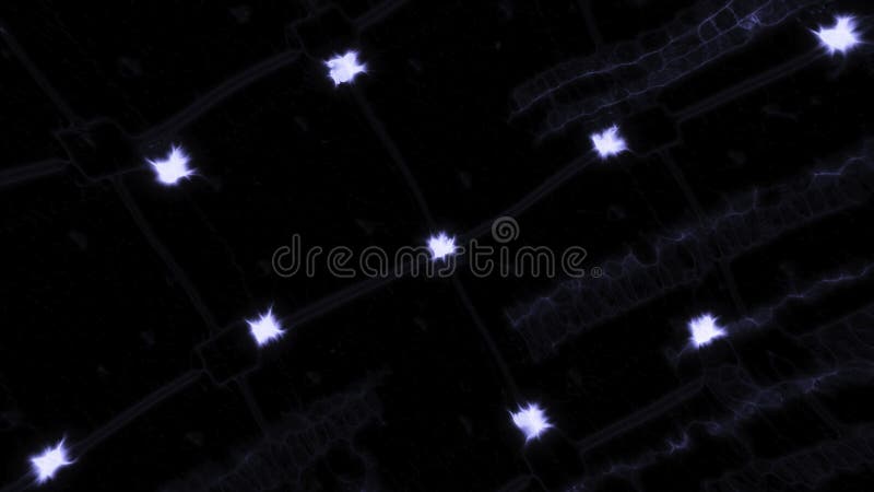 Luminous Grid with Dots and Lines of Energy. Motion. Abstract Radiation ...