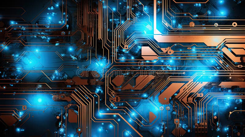 Luminous Gridscape: Electro-Copper Circuitry Unveiled Stock Photo ...