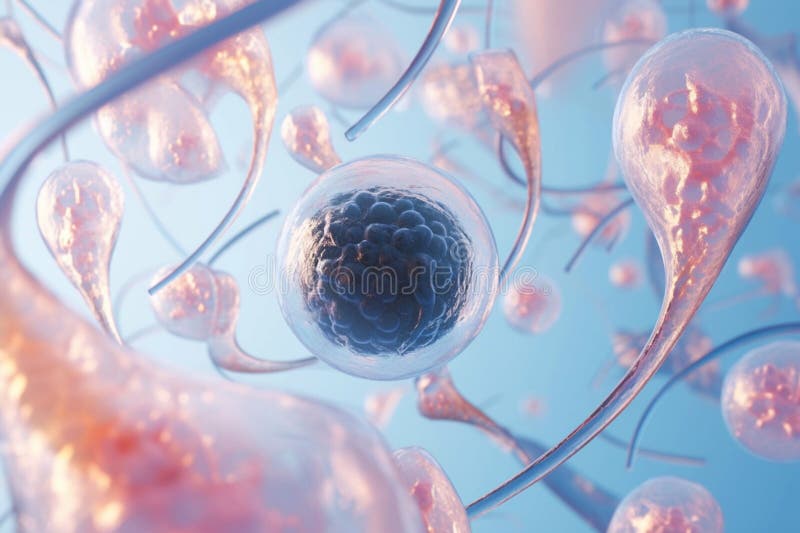 Luminous Hair and Translucent Cells, Captivating 3D Rendering Artwork ...