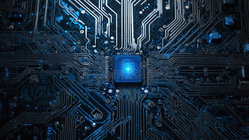 Luminous High Tech Circuit Board Design with Sircuit in the Center ...