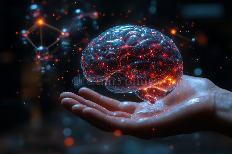 Luminous Human Brain in Hand AI, Neural Network, Technology Concept ...