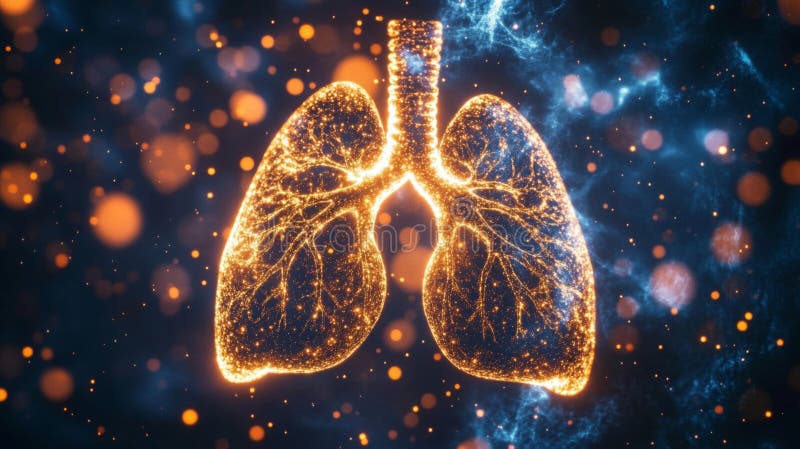 Luminous Human Lungs Glowing Brightly in the Dark Stock Illustration ...