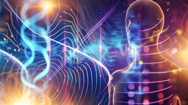 Luminous Human Silhouette with Energy Lines Stock Photo - Image of ...