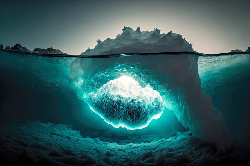 Iceberg Floating in the Cold River, with Stark White Against Blue Stock ...