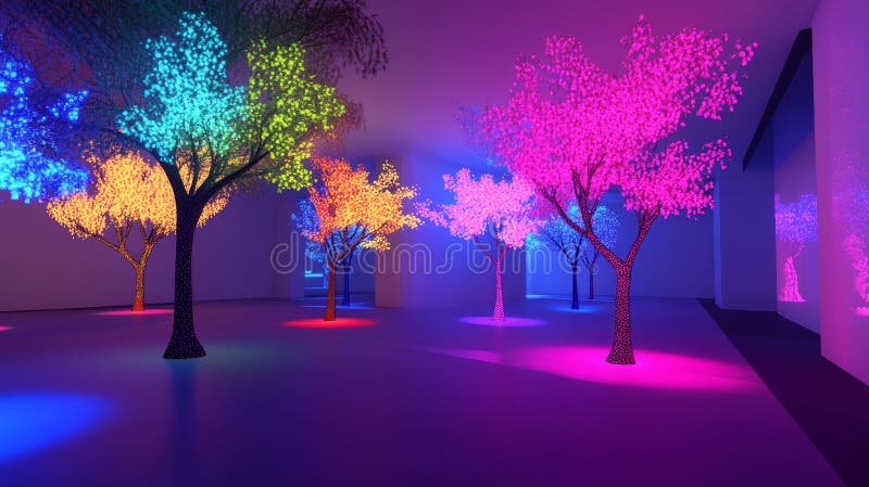 Luminous Installation of Reclaimed Electronic Trees Amidst a Surreal ...