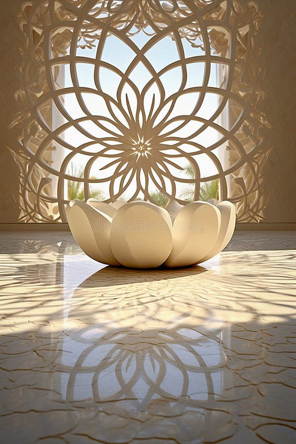 Luminous Interior with Modern Islamic Ornamental Screen Stock ...