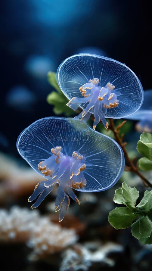 Luminous Jellyfish Gracefully Drifting in the Depths of the Ocean ...