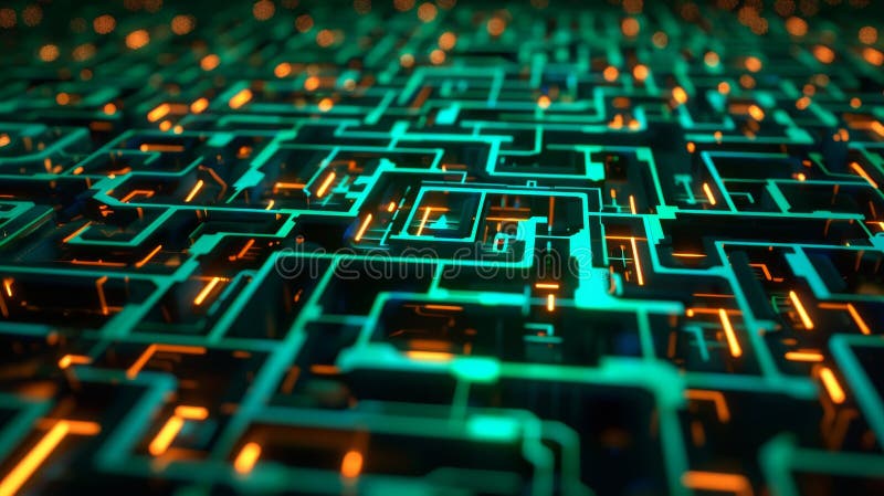 Luminous Labyrinth of Tech Circuits Representing the Journey through ...