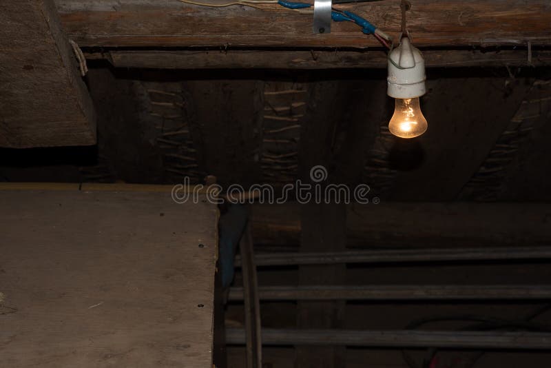 Luminous Lamp in a Vintage Attic Stock Photo - Image of house, close ...