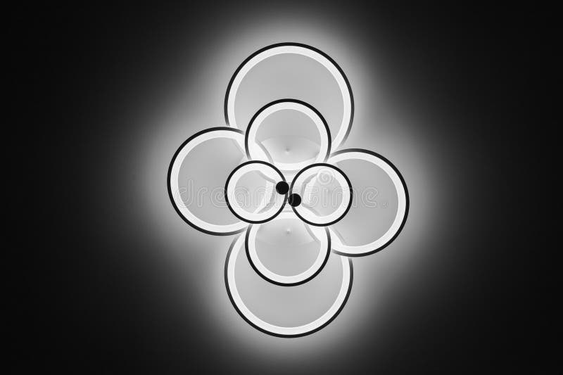 Luminous LED Lamp on the Ceiling. Bottom View Stock Image - Image of ...