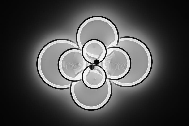 Luminous LED Lamp on the Ceiling. Bottom View Stock Image - Image of ...