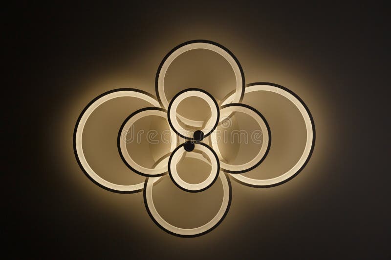 Luminous LED Lamp on the Ceiling. Bottom View Stock Image - Image of ...