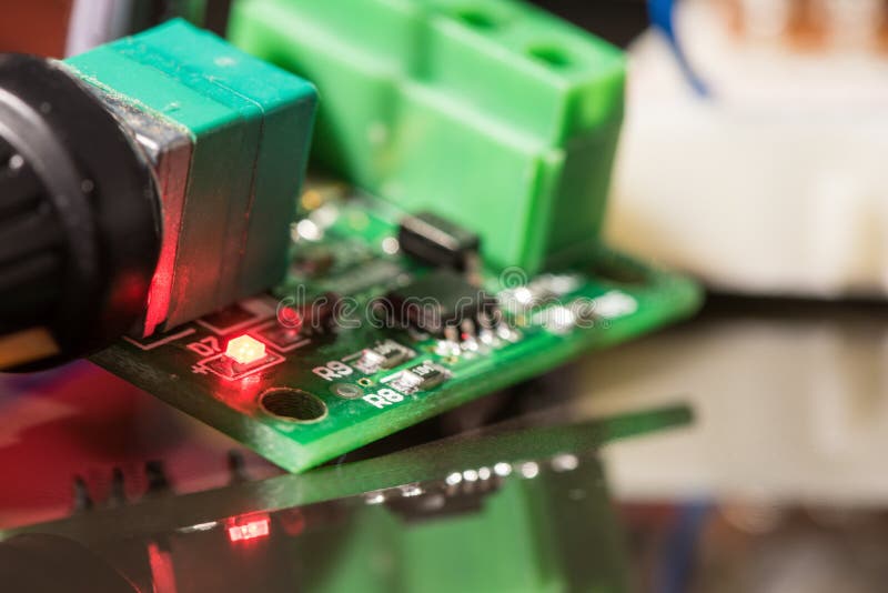Luminous LEDs and Electronic Components Stock Image - Image of detail ...