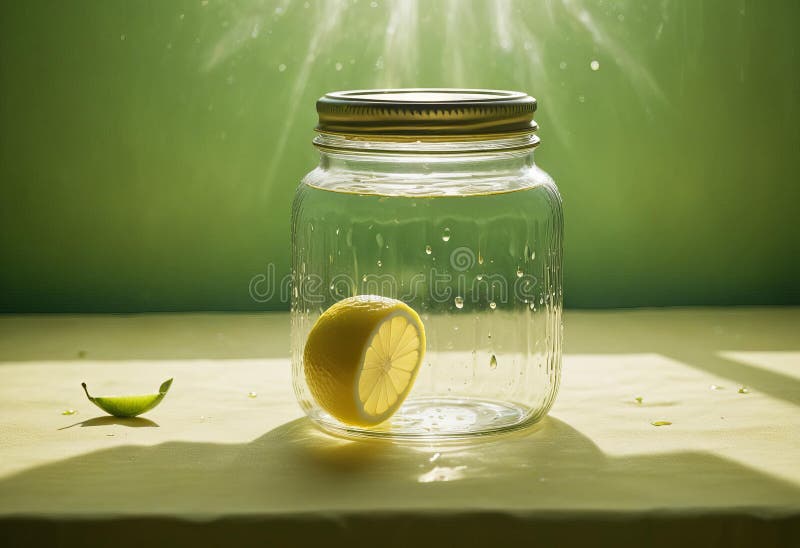 The Luminous Lemon Pickle in a Suspended Glass Jar Stock Illustration ...