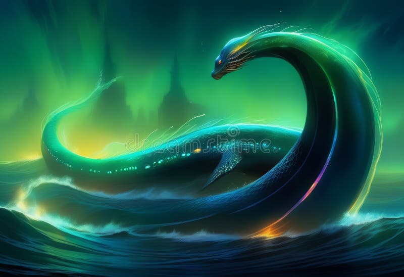 The Luminous Leviathan of the Digital Anime World Stock Illustration ...