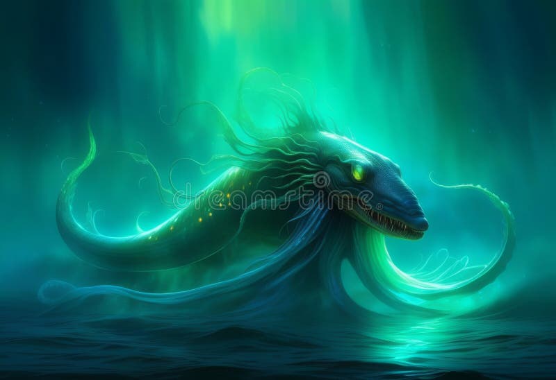 The Luminous Leviathan of the Digital Anime World Stock Illustration ...