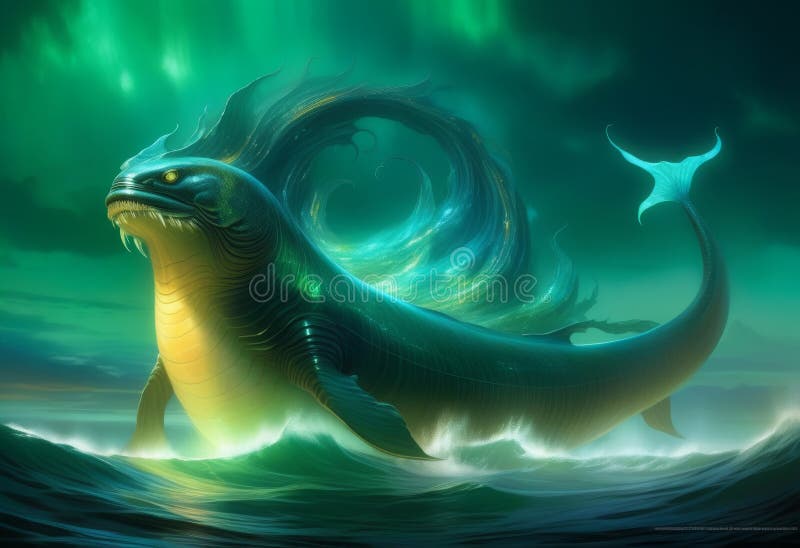 The Luminous Leviathan of the Digital Anime World Stock Illustration ...
