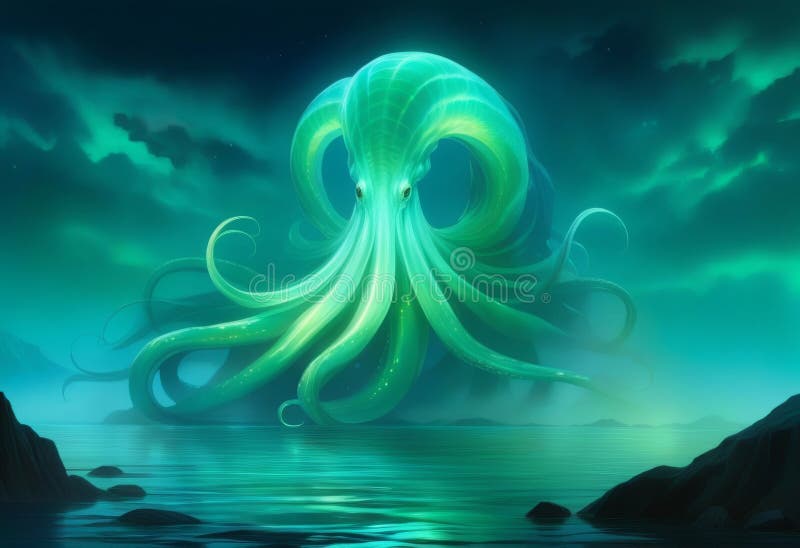 The Luminous Leviathan of the Digital Anime World Stock Illustration ...