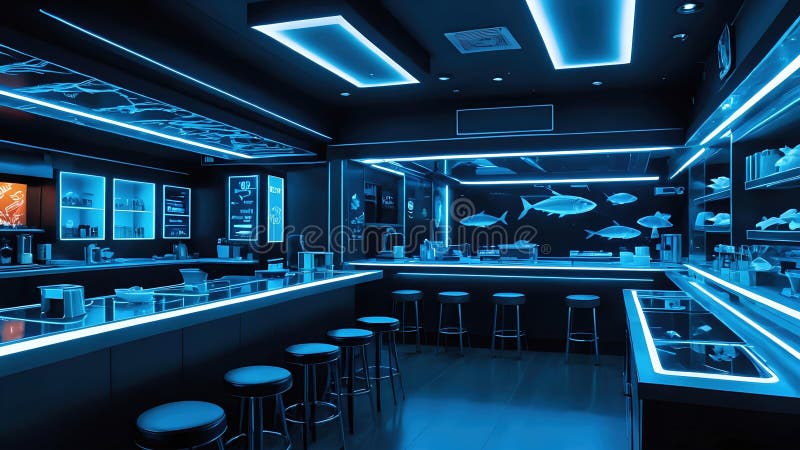 Luminous Libations: Sipping in a Sapphire Spectrum Sanctuary Stock ...