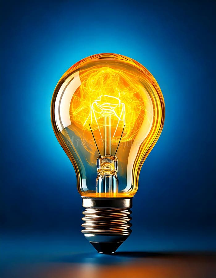 A Luminous Lightbulb Radiates with Intense Yellow Light, Illuminating ...