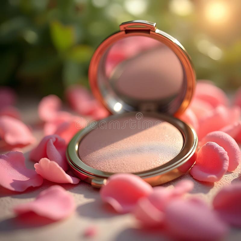 Enchanting Beauty Luxury Makeup Compact Amidst Rose Petals Stock ...