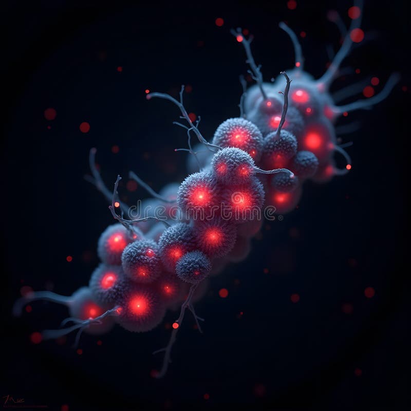 Luminous Microbial Structure Stock Illustration - Illustration of ...