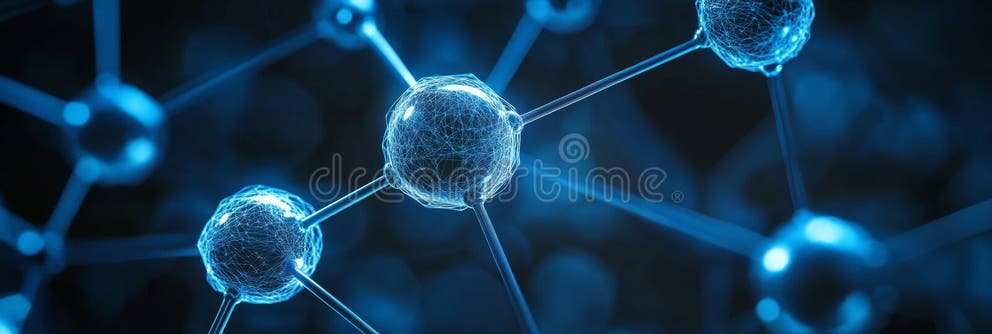 Luminous Molecular Structure with Connected Nodes and Bright Blue ...