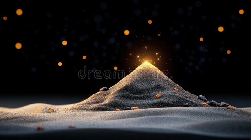 A Luminous Mountain Peak Emitting Light Against a Dark Background ...