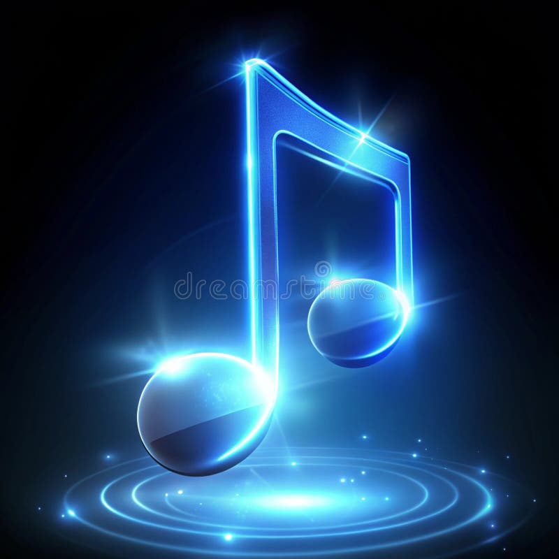 Floating Glowing Musical Note with Animated Sound Waves Stock ...