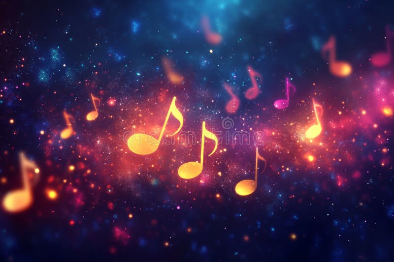 Luminous Musical Notes Drift through a Vibrant Nebula, Creating a ...