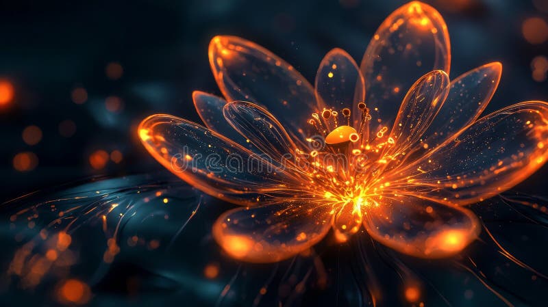 A Luminous, Mystical Bloom Highlighted by Glistening Particles Against ...