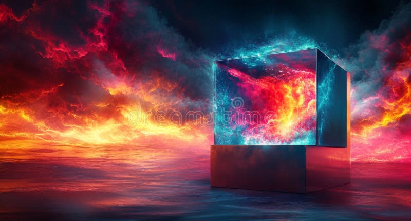 A Luminous Neon Box Radiates Dynamic Light, Generating a Captivating ...