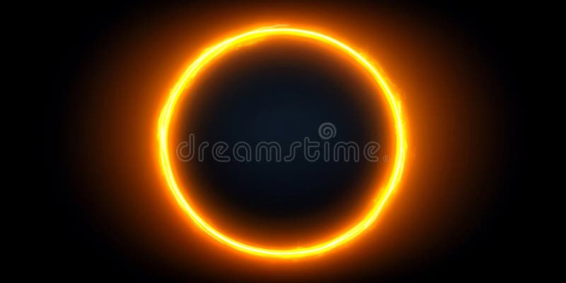 Luminous Neon Circle on a Deep Black Background, Glowing Energy and ...
