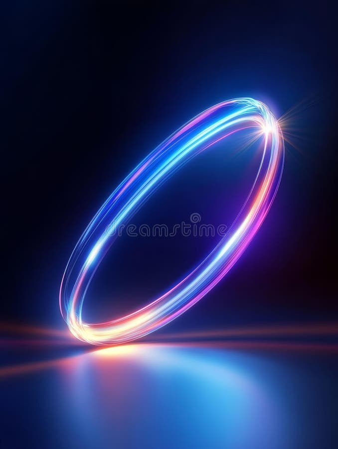 Luminous Neon Ring Abstract Futuristic Vibrant Energy Technology Loop ...