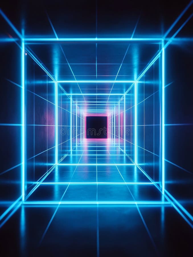 Luminous Neon Streaks on a Black Background with Glowing Lines on an ...