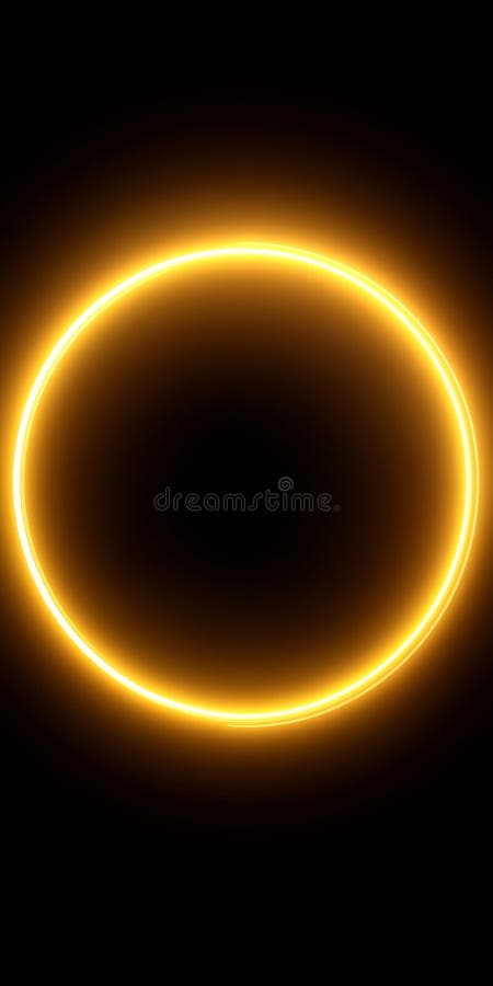 Luminous. Neon Yellow Circle on Black Background. Glowing Geometric ...