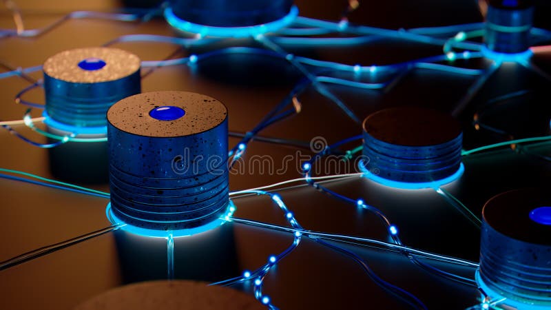 Luminous Network: Abstract Digital Nodes on a Dark Background Stock ...