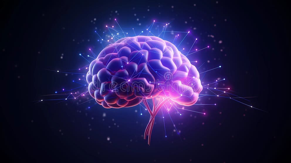 Luminous Neural Activity. Brain Structure. Futuristic Banner. Artificial Intelligence. AI ...