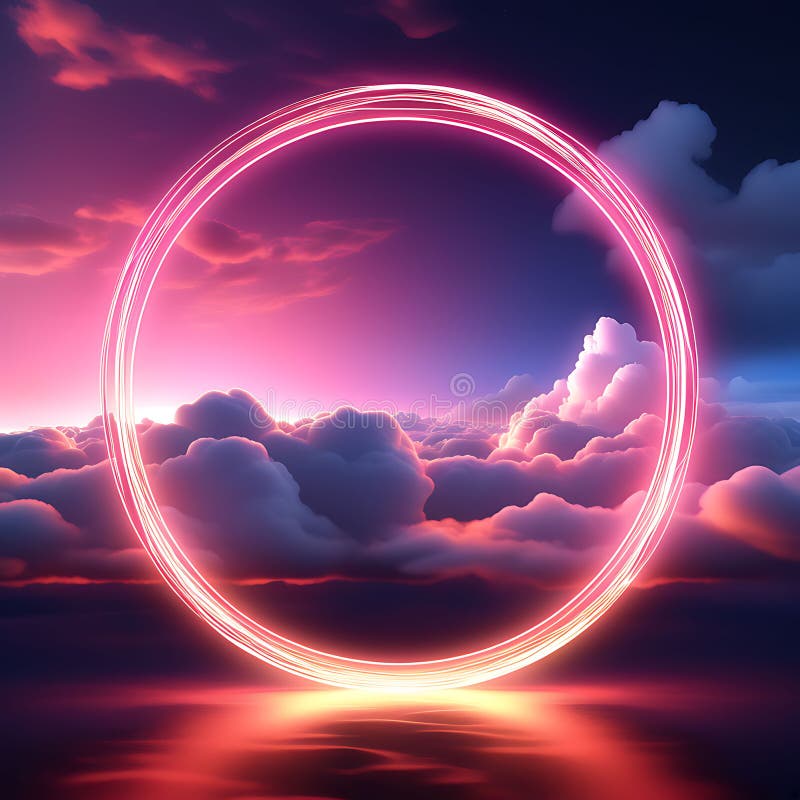 Luminous Night Sky: 3D Render of Abstract Cloud Illuminated with Neon ...