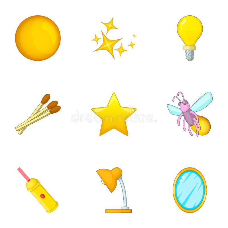Luminous Objects Icons Set, Cartoon Style Stock Vector - Illustration ...