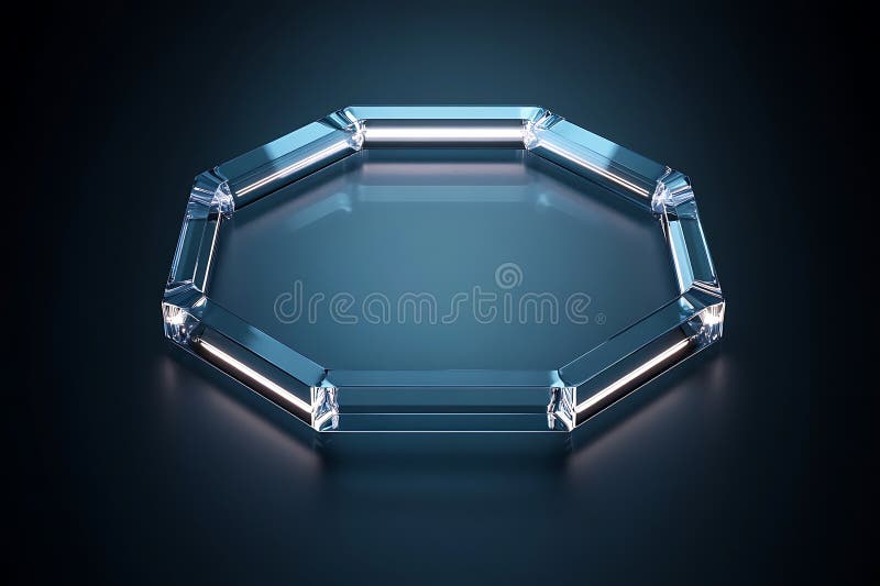 Luminous Octagon Polished Edges, Neon Light, Clean Modern Design, Dark ...