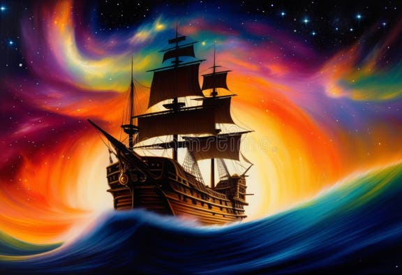 The Luminous Odyssey of an Interstellar Pirate Stock Illustration ...