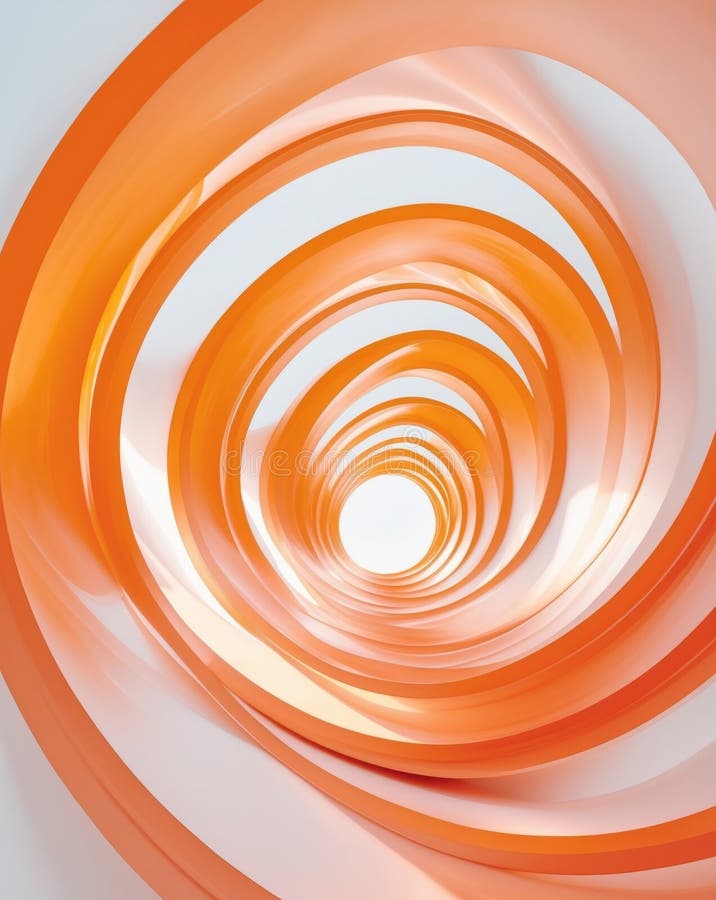 Luminous Orange Concentric Circles Create an Abstract Swirling Tunnel ...