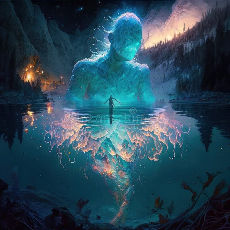 Luminous Otherworldly Creature in the Water at Night. Generative Ai ...