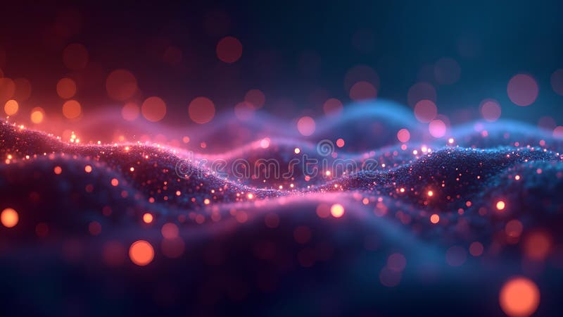 Luminous Particle Waves on Dark Gradient Field Stock Illustration ...