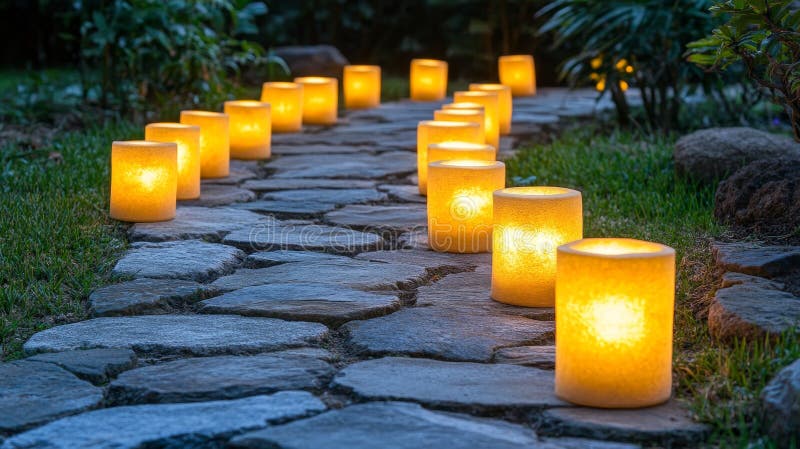 Luminous Path Romantic Ambiance with Glowing Candles Illuminating a ...