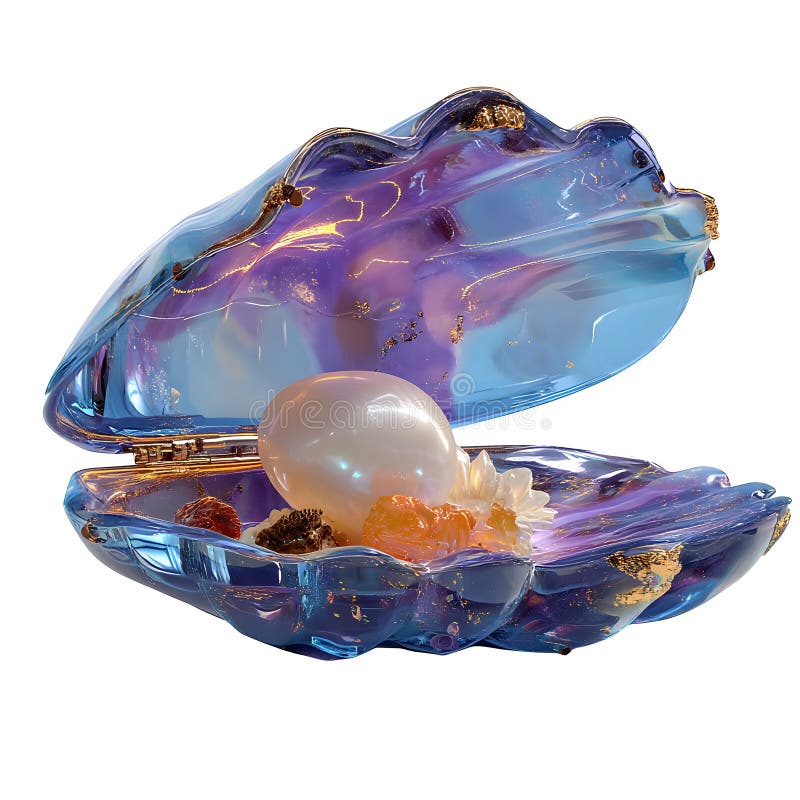 Iridescent Shell with a Large Pearl and Assorted Small Items Inside on ...