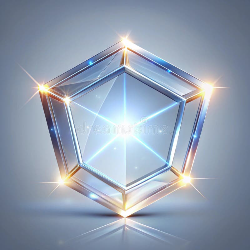 Transparent Glowing Pentagon with Floating Animated Light Effects Stock ...