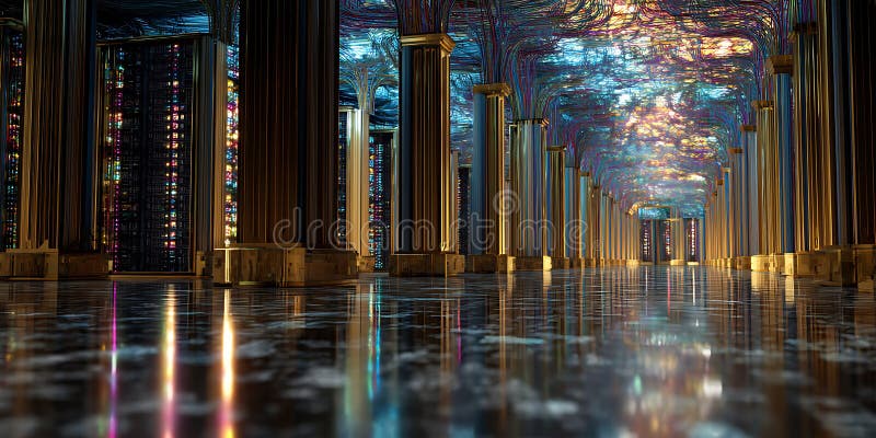 Luminous Pillars a Digital Art Journey into an Enigmatic Realm Stock ...