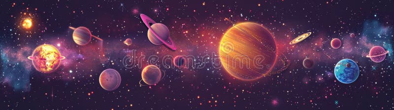 Luminous Planetary System in Deep Space Stock Image - Image of visual ...
